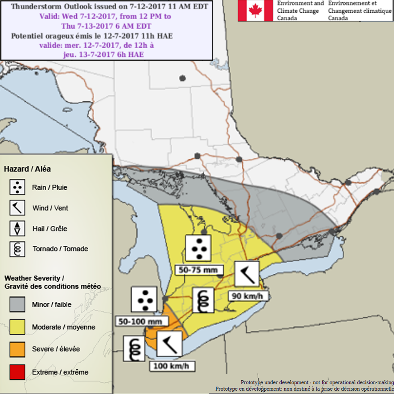Environment Canada expands & upgrades forecast map for Wednesday, July ...