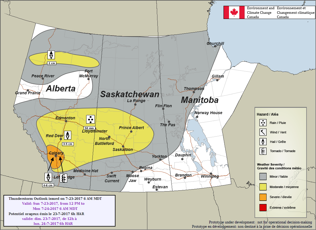 Environment Canada forecasting golf ball hail and possibly a tornado ...