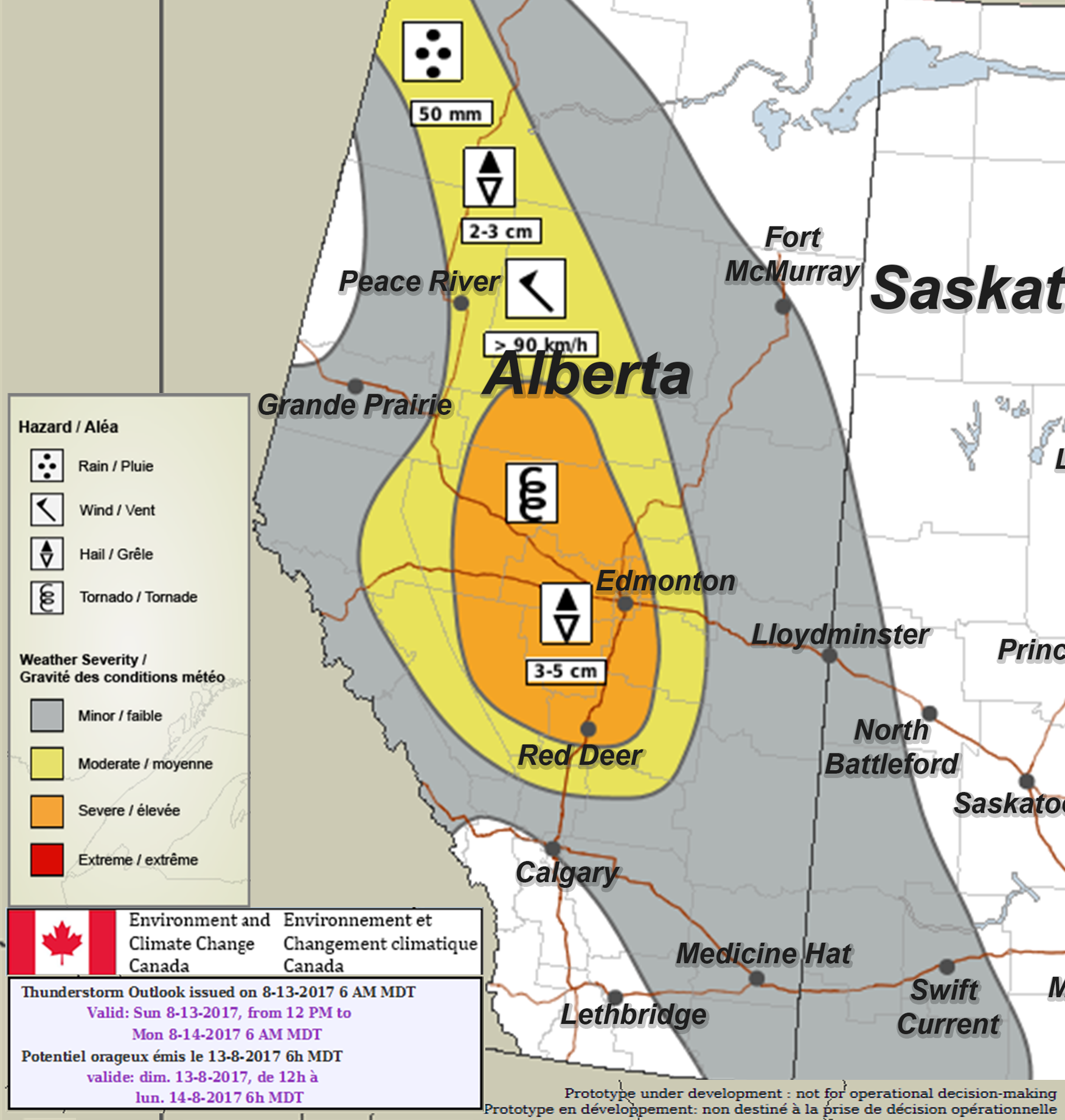 Environment Canada Forecasting Golf Ball Hail, Damaging Winds & Slight ...