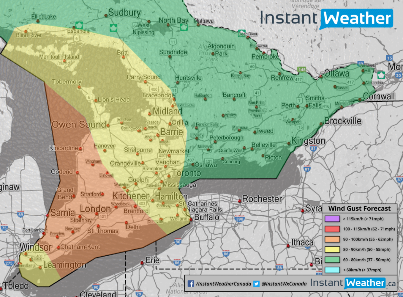 Strong & potentially severe wind gusts beginning this evening ...