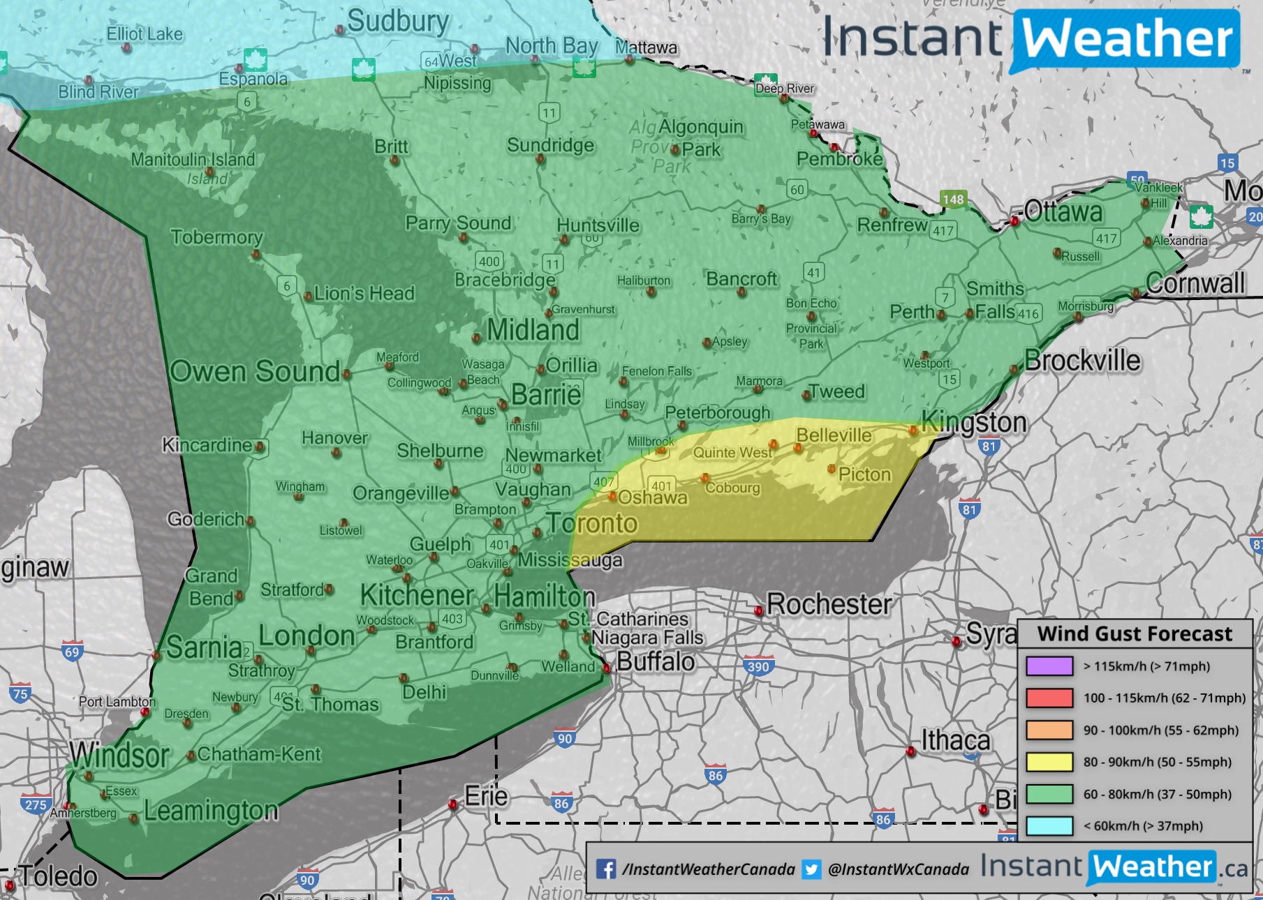 Substantial Rainfall and Strong Wind Gusts for Eastern Ontario on ...