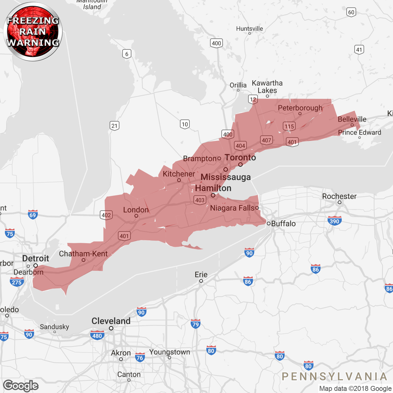 Freezing Rain Warning Issued