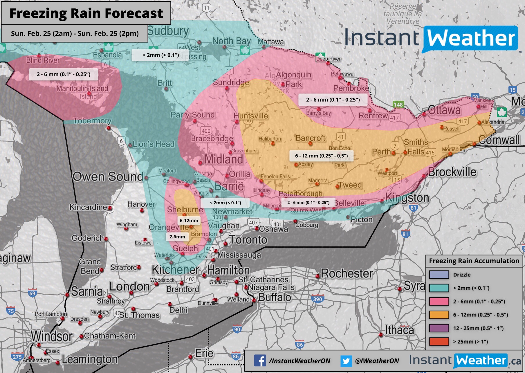 Risk of Prolonged Freezing Rain Across Parts of Southern Ontario on ...