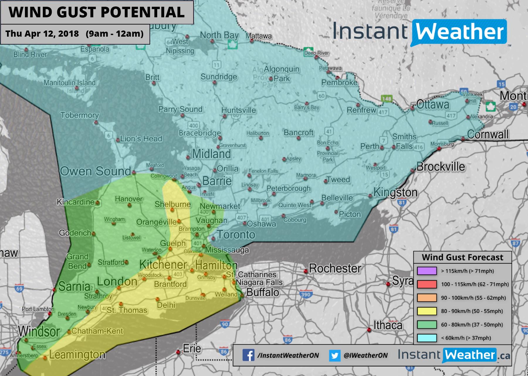 Strong Wind Gusts, Freezing Rain & Perhaps A Thunderstorm Possible ...