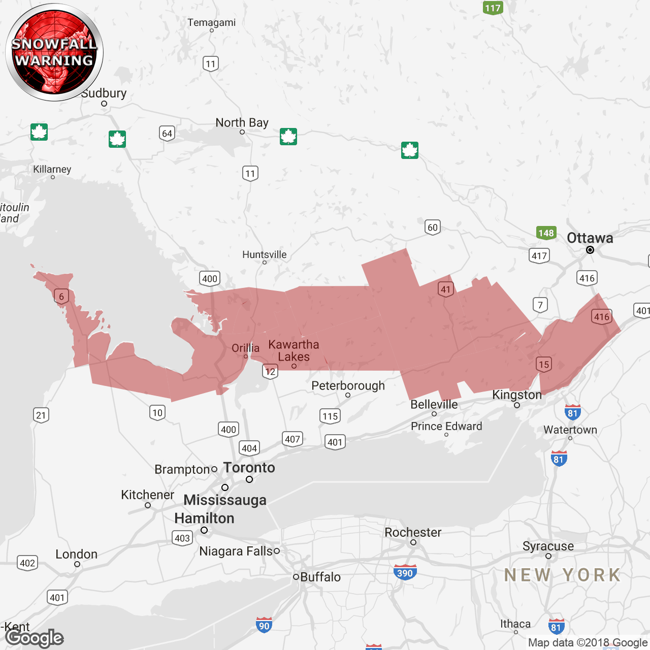 Snowfall Warning Issued