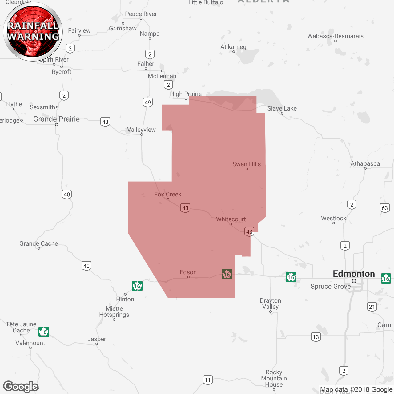 Rainfall Warning Issued