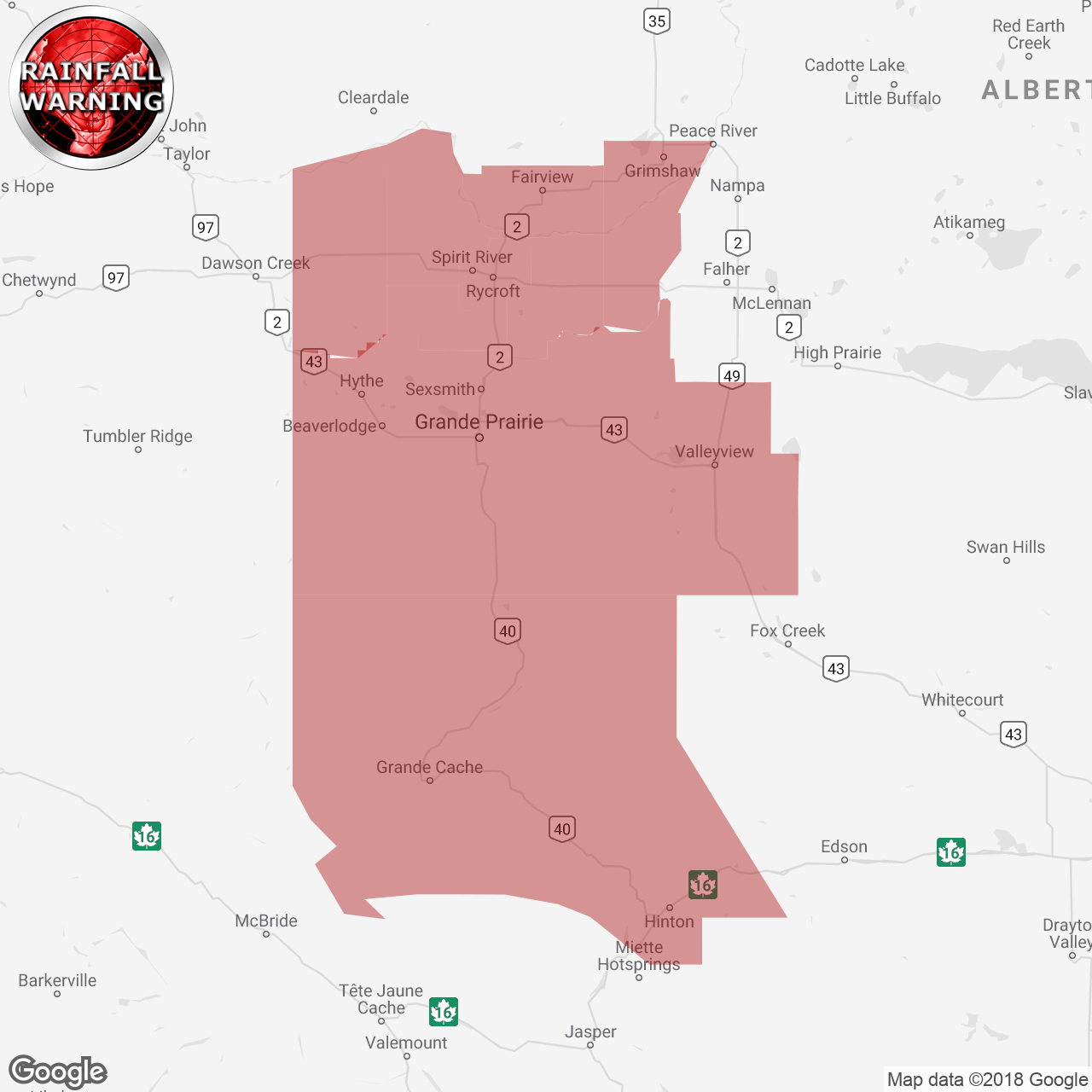 Rainfall Warning Issued