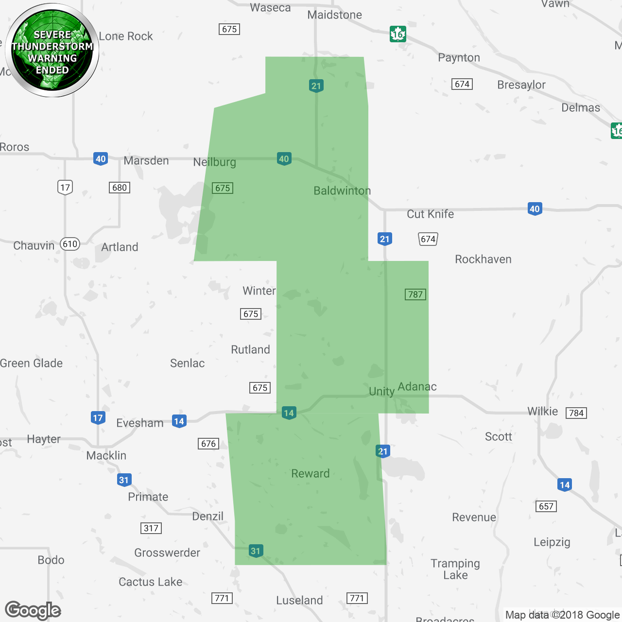 Severe Thunderstorm Warning Ended