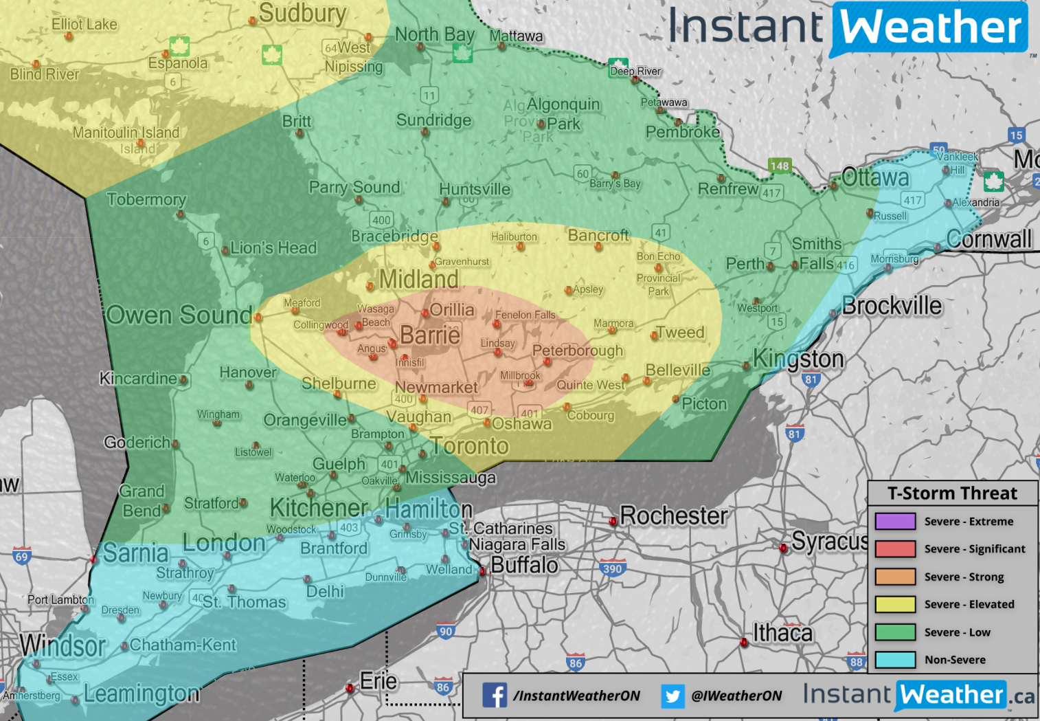 FORECAST UPDATE: Isolated Strong Thunderstorm Risk through Georgian Bay ...