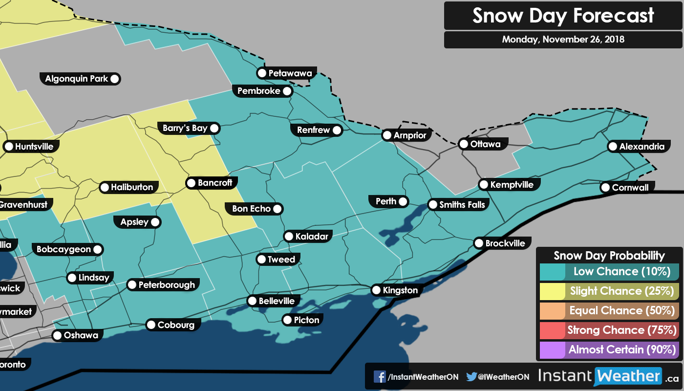 "Snow Day" forecast for Monday, November 26, 2018