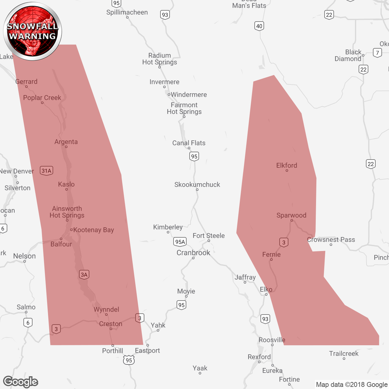 Snowfall Warning Issued
