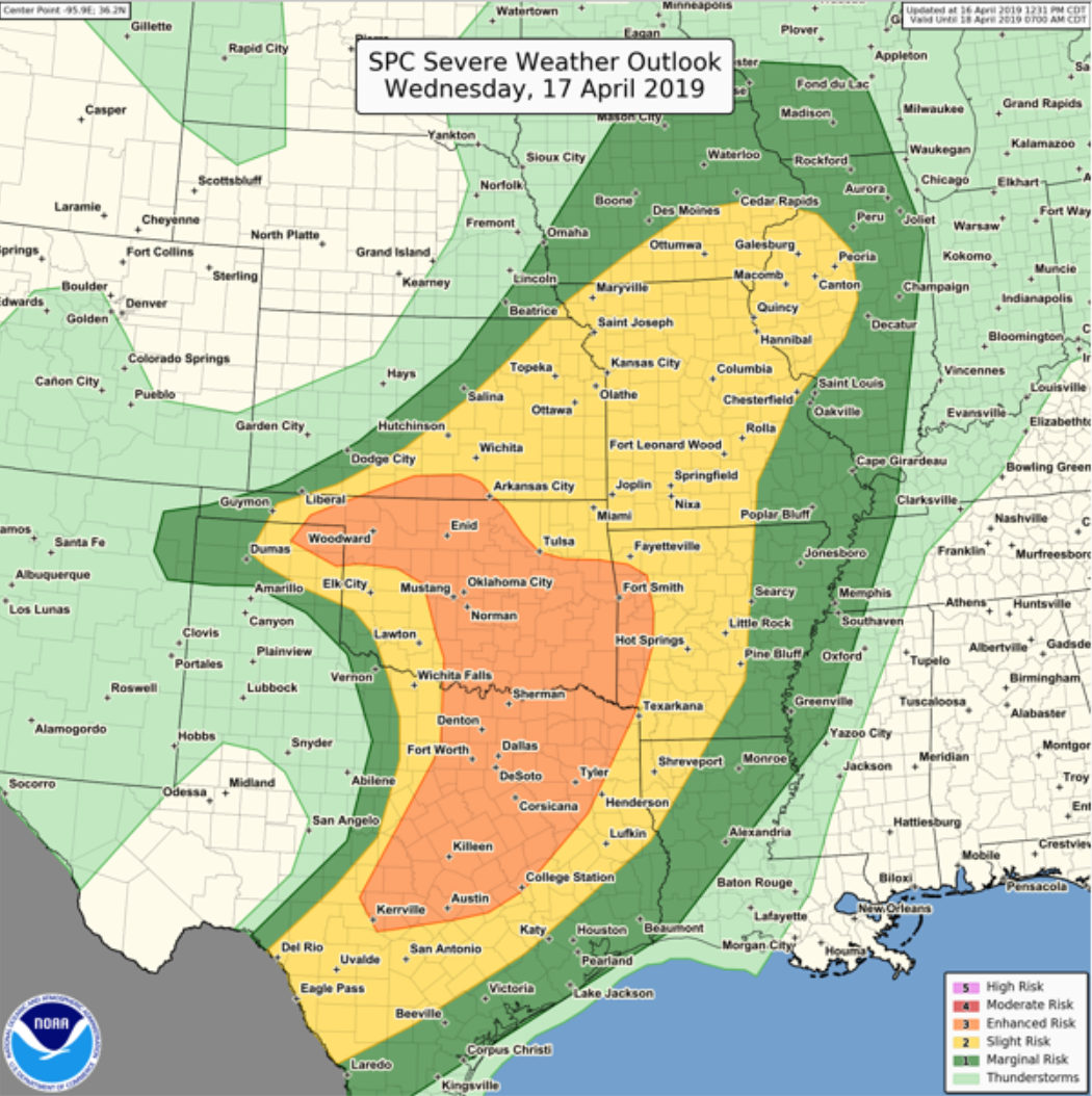 WEDNESDAY & THURSDAY ENHANCED SEVERE WEATHER RISK: Enhanced (3/5) Risk ...