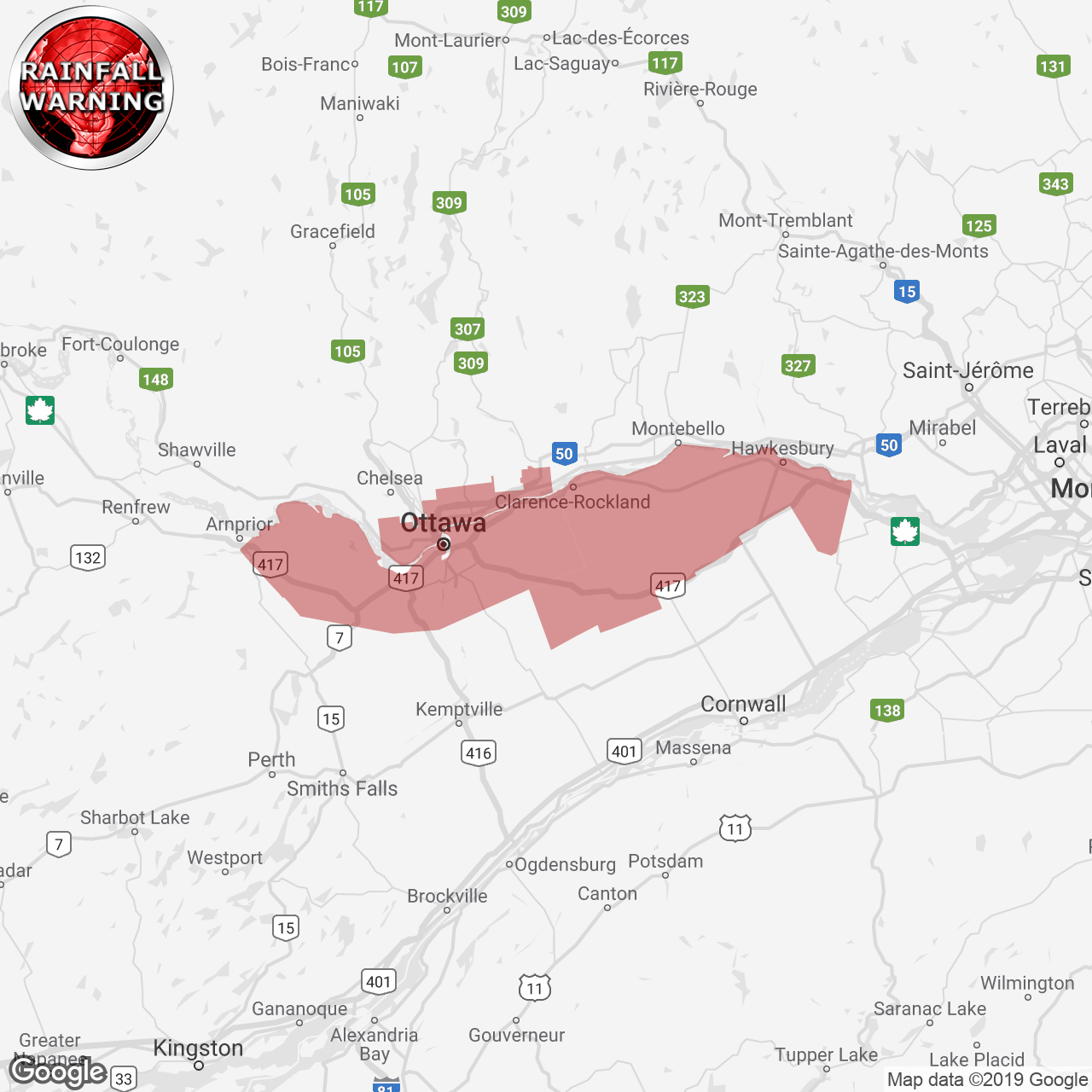 Rainfall Warning Issued