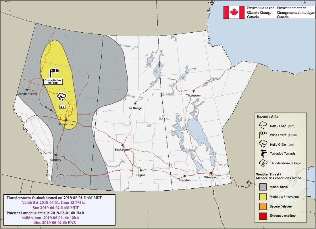 EDMONTON Included in Environment Canada's Forecast for 100km/h Wind ...
