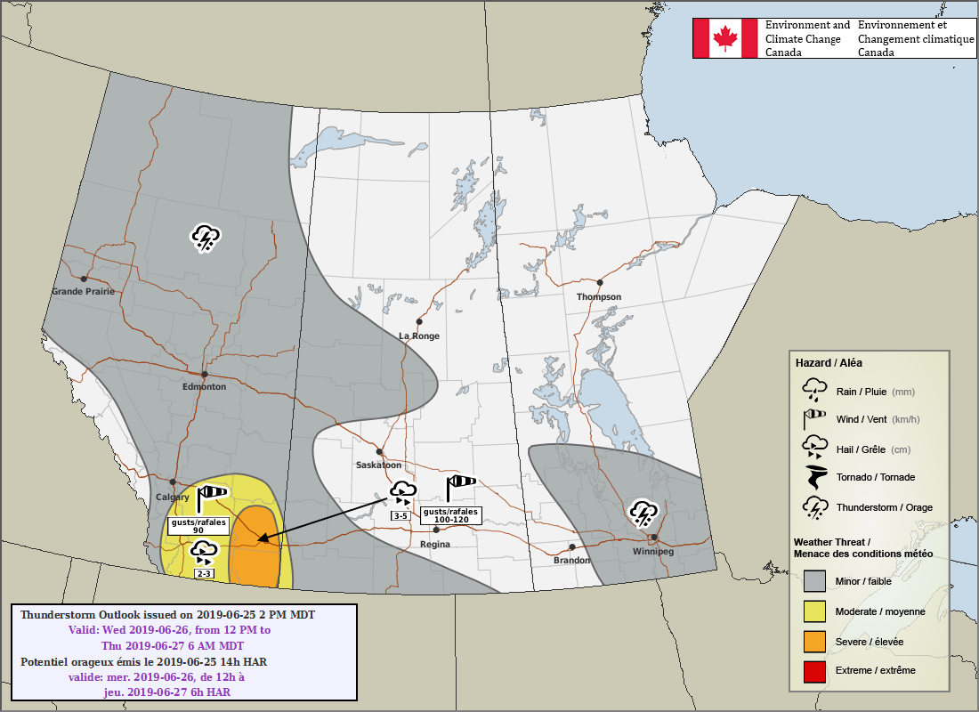 WEDNESDAY: Medicine Hat, Brooks, & Lethbridge; Severe Thunderstorm Risk ...
