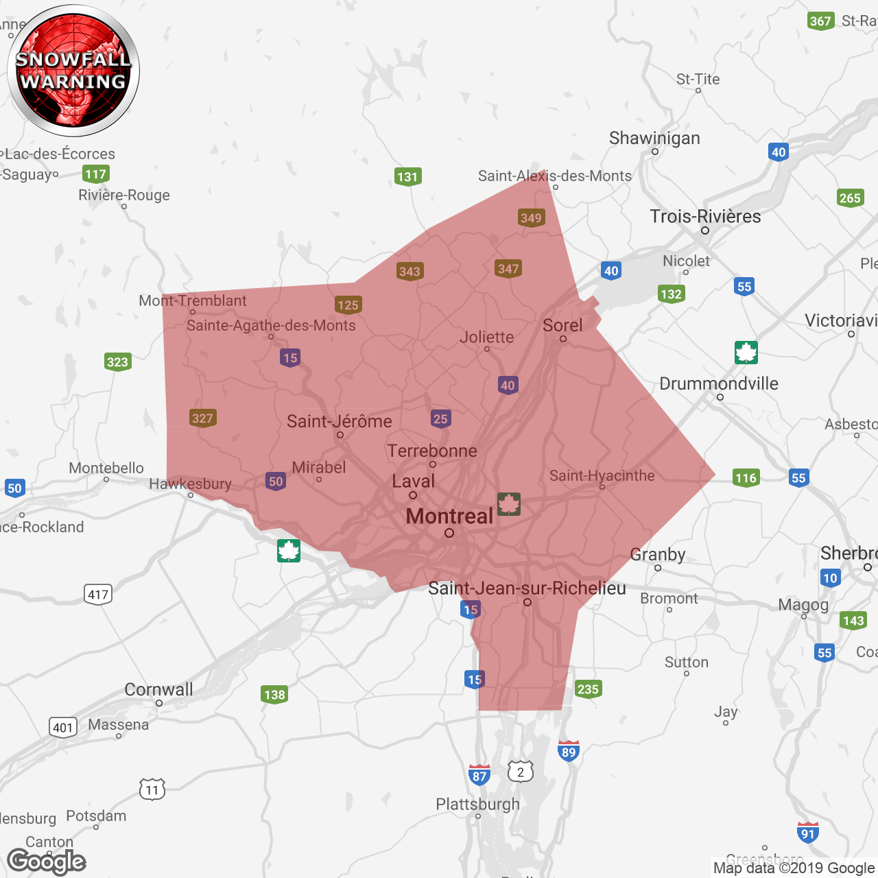 Snowfall Warning Issued