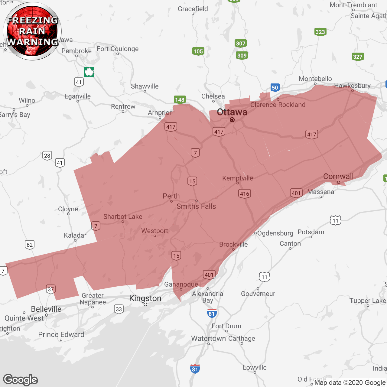 Freezing Rain Warning Issued