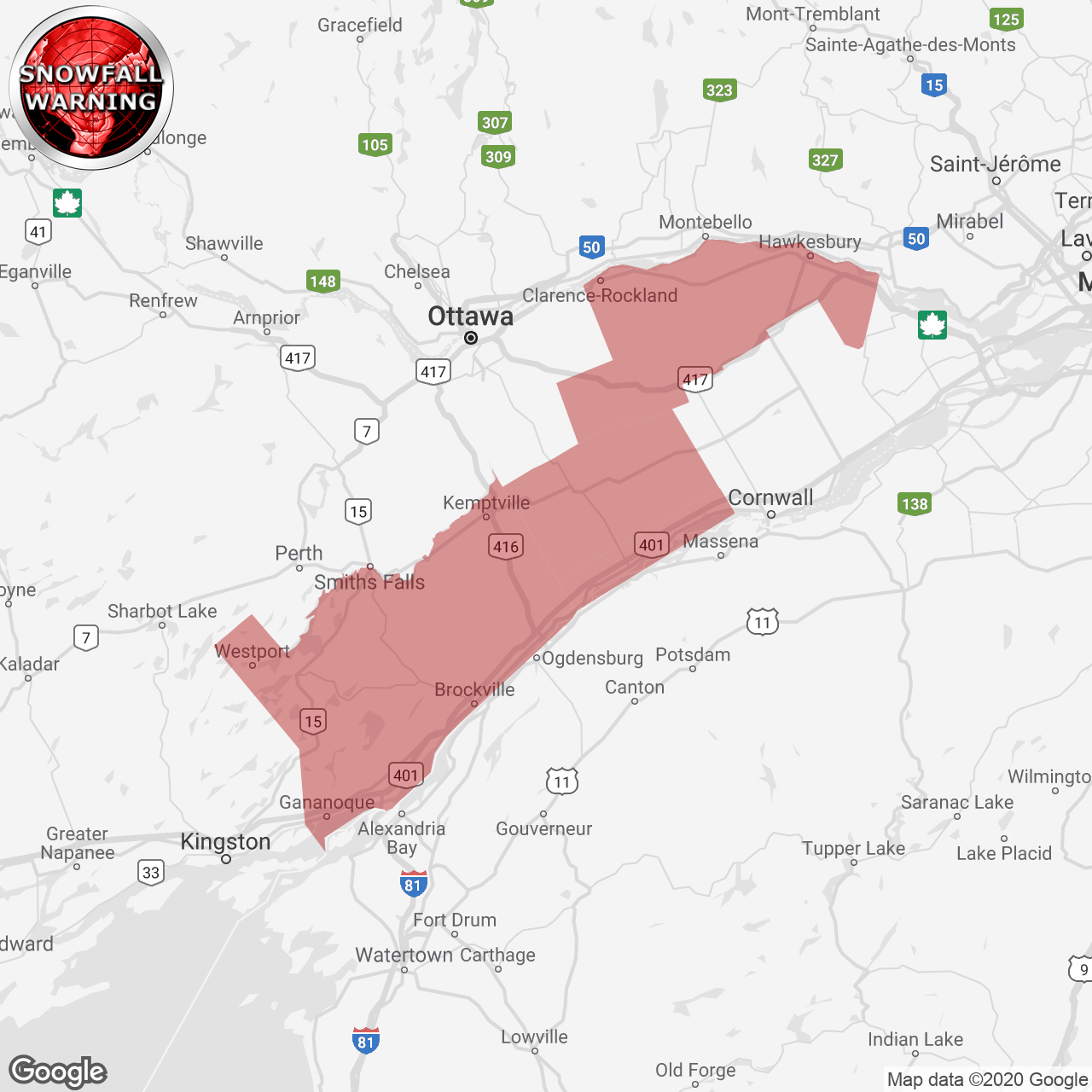 Snowfall Warning Issued