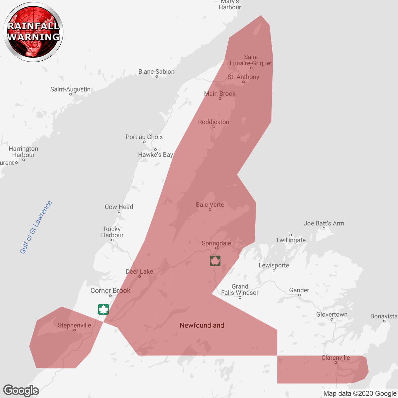 Rainfall Warning Issued