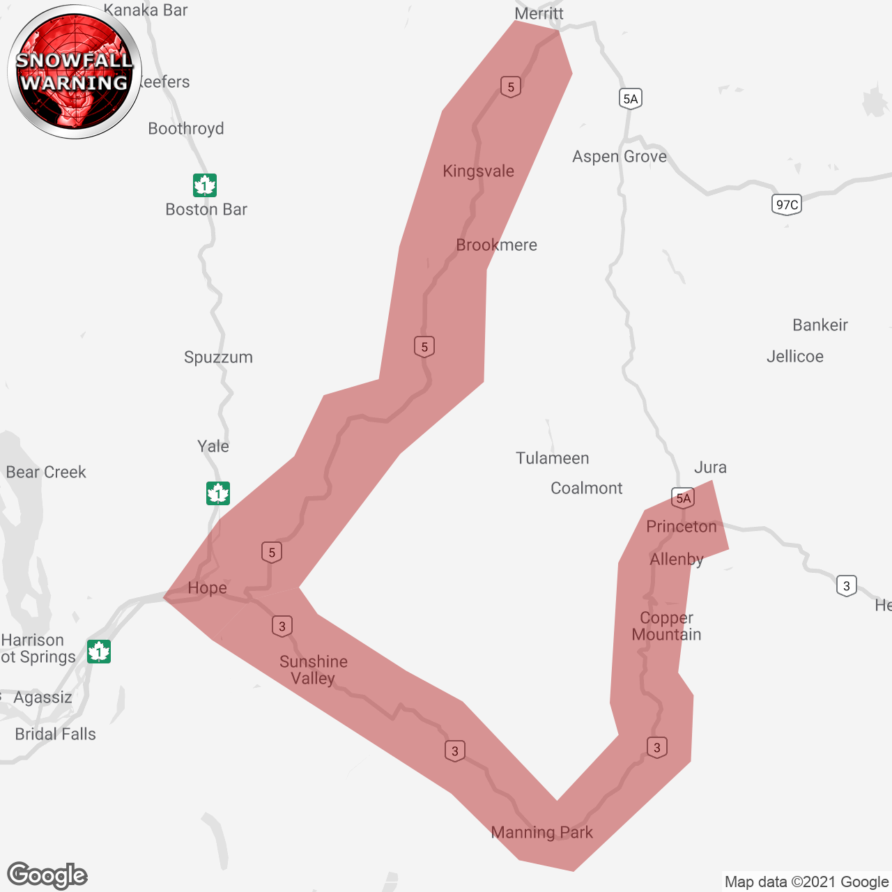 Snowfall Warning Issued