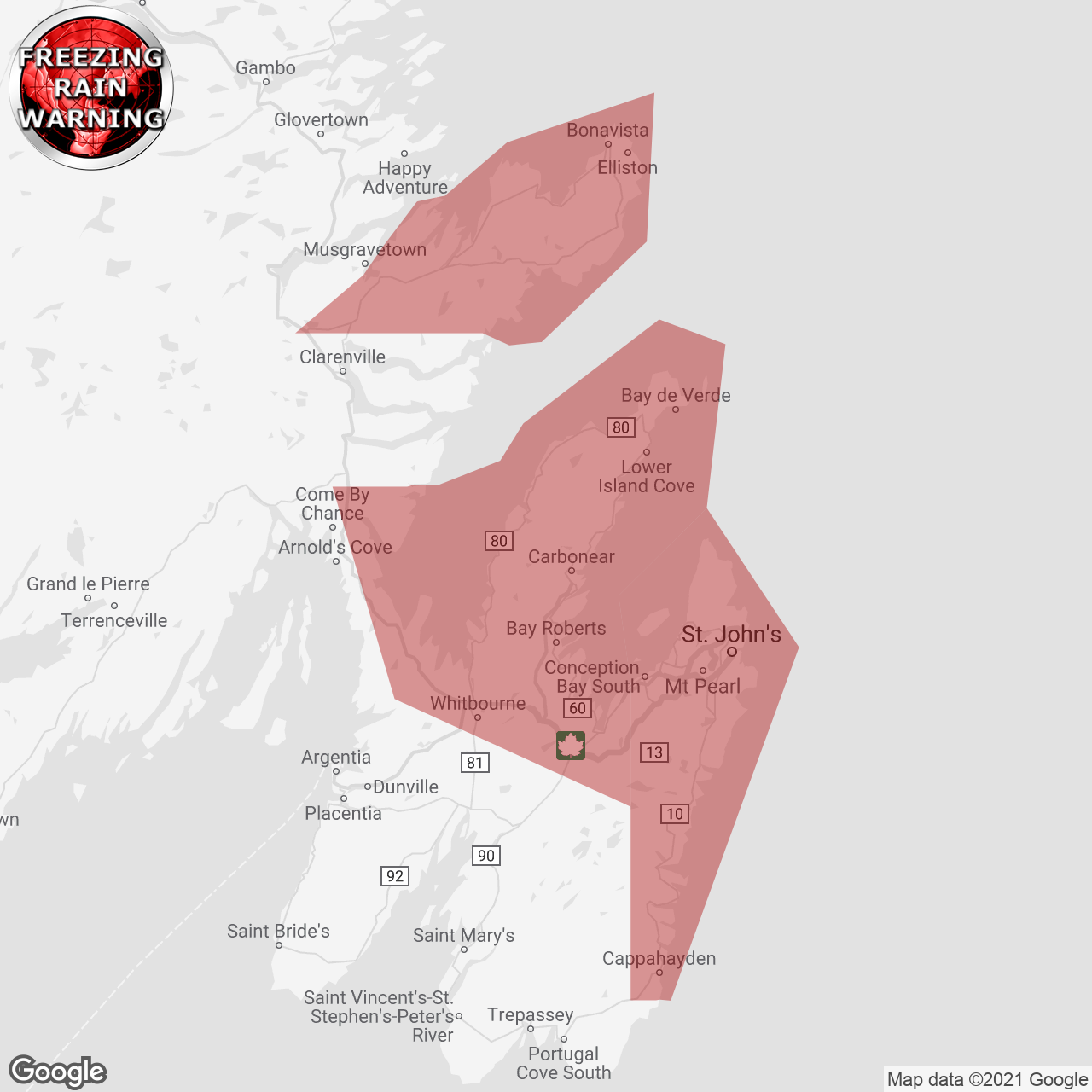 Freezing Rain Warning Issued
