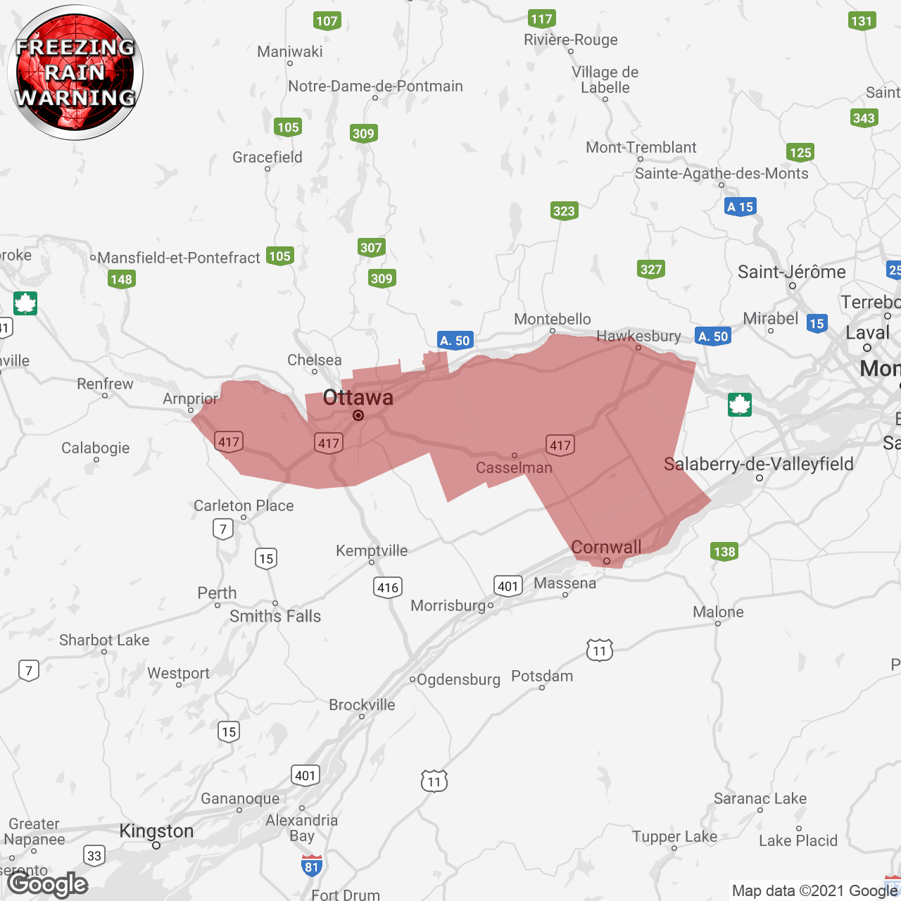 Freezing Rain Warning Issued