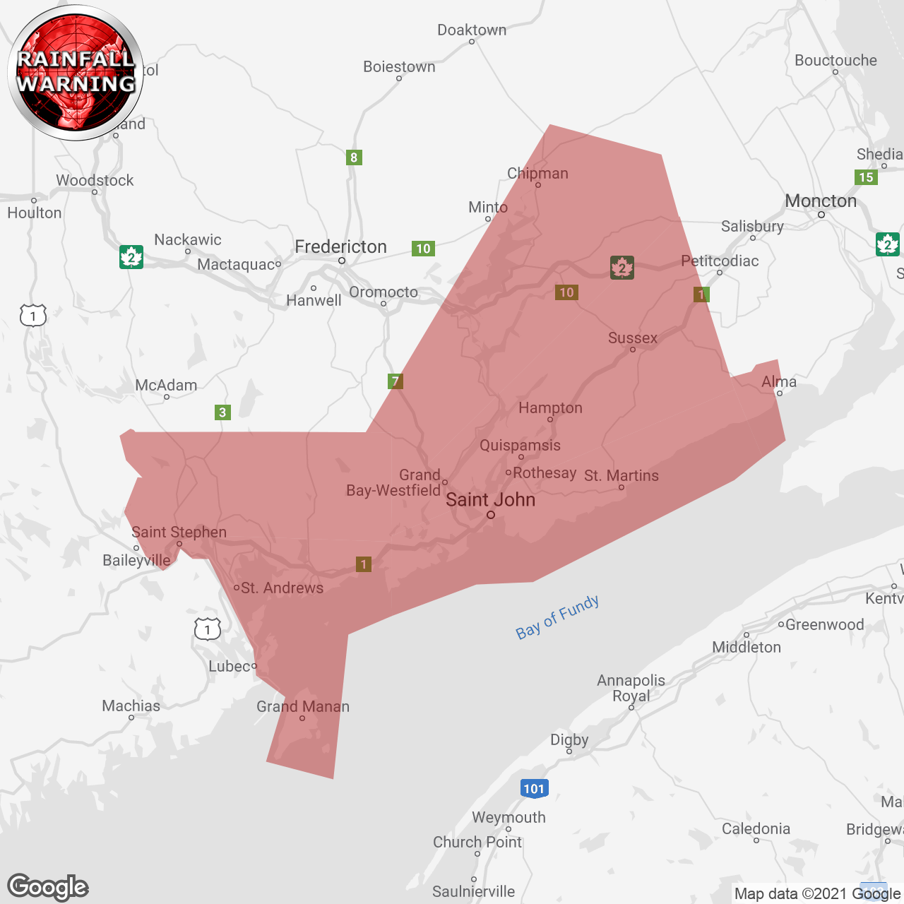 Rainfall Warning Issued