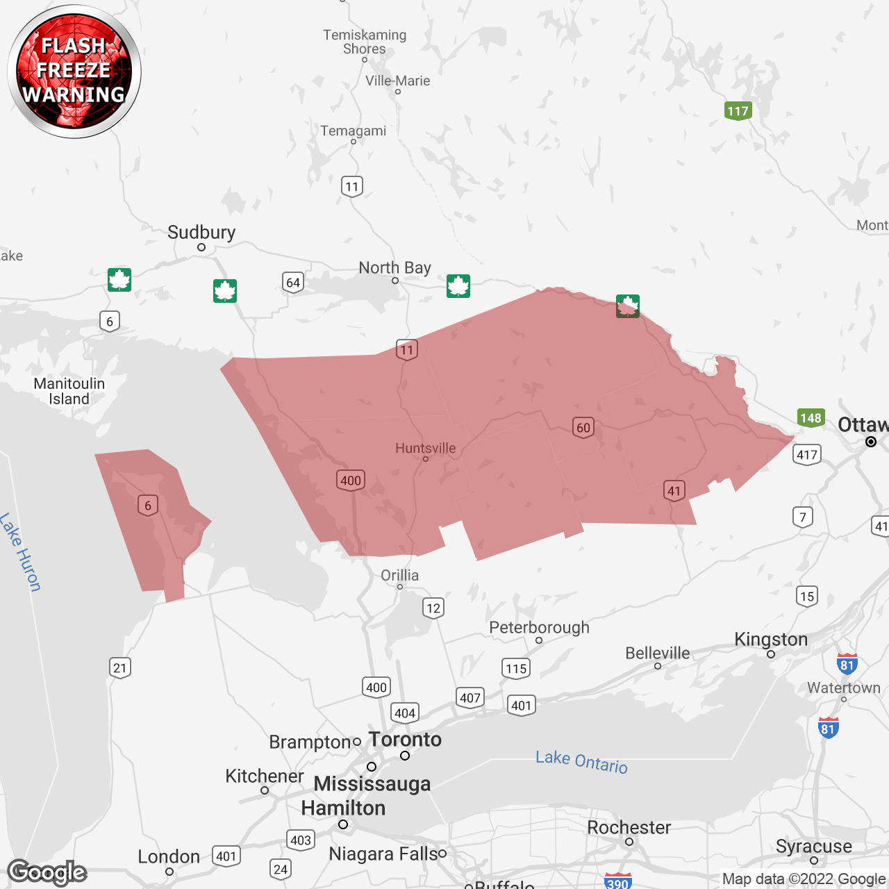 Flash Freeze Warning Issued