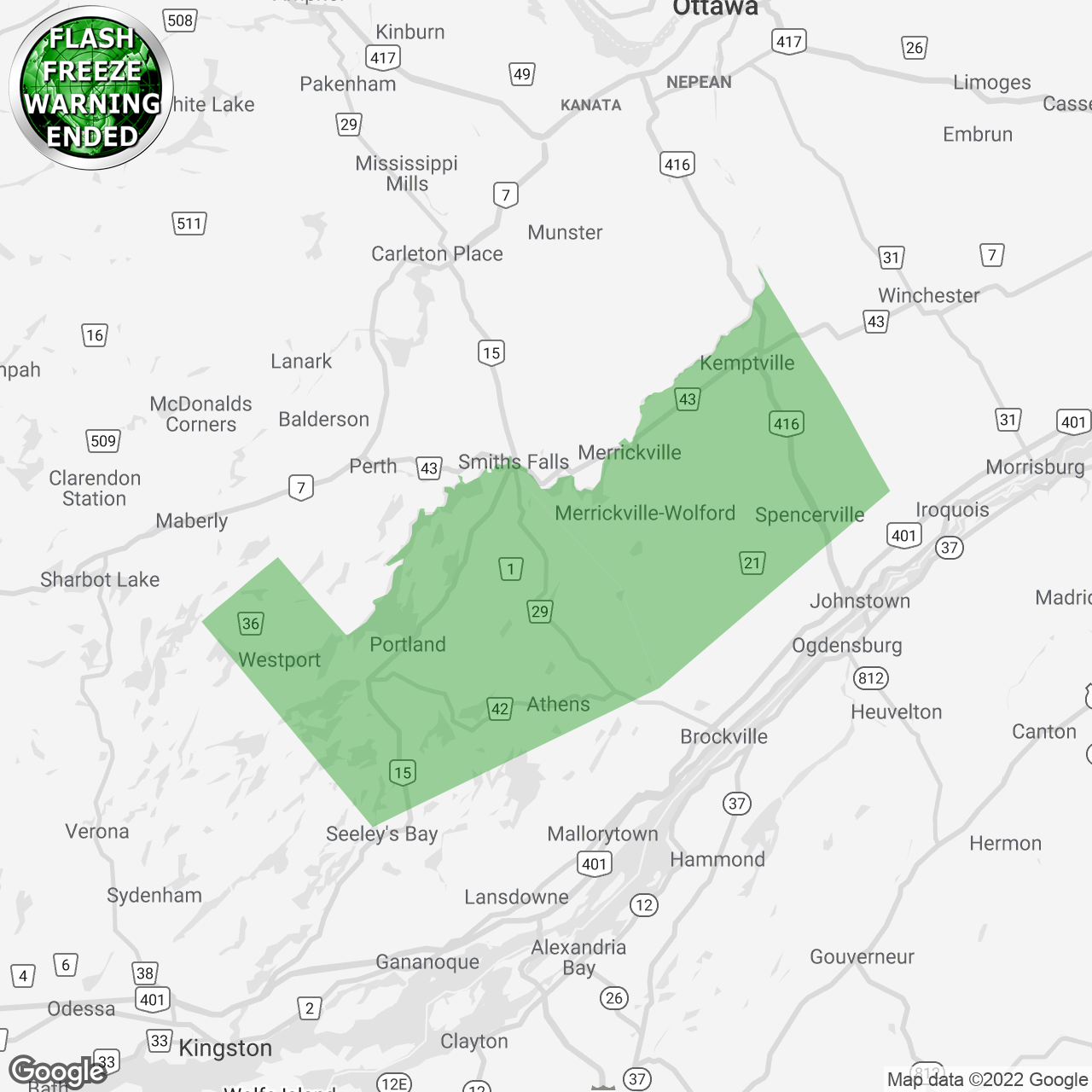 Flash Freeze Warning Ended