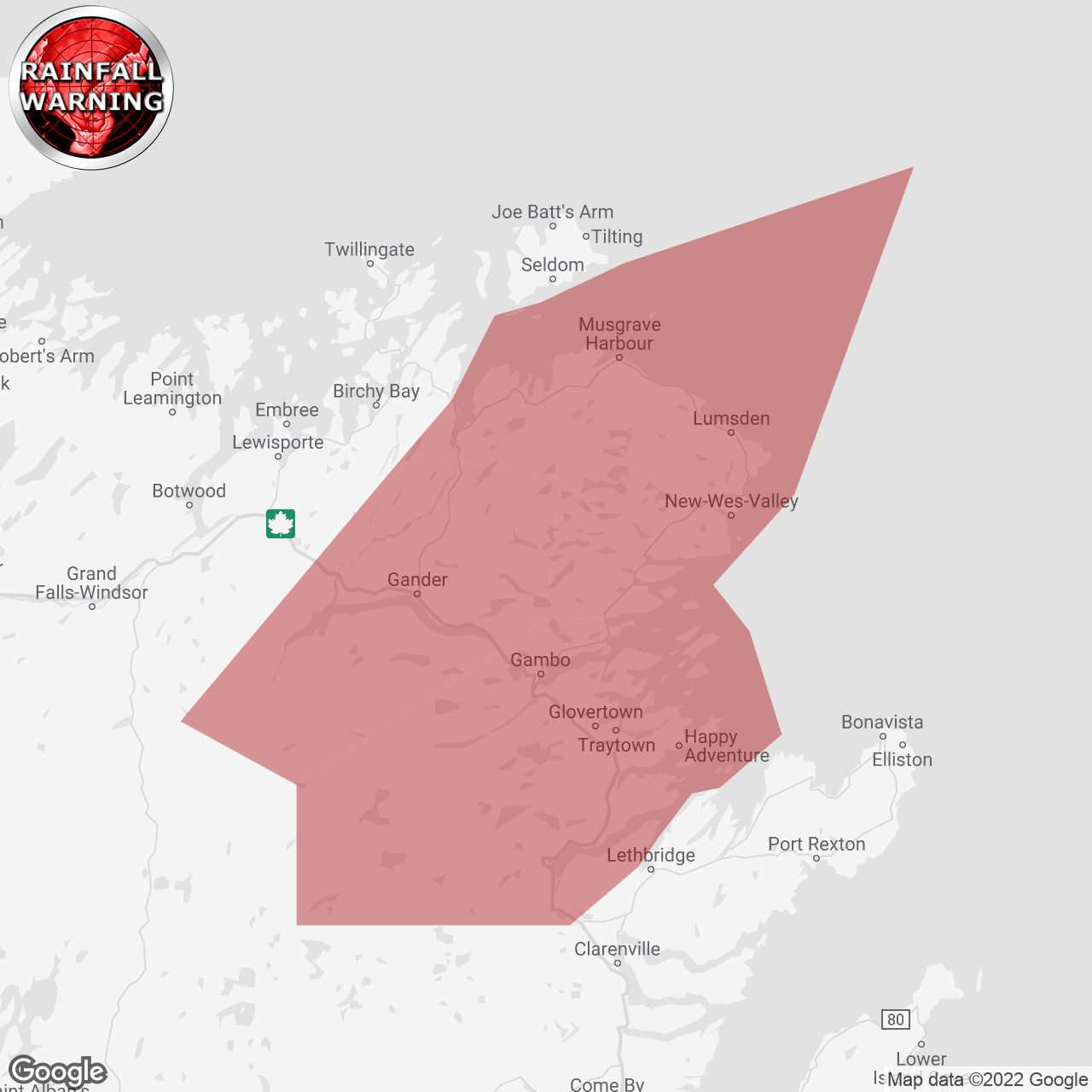 Rainfall Warning Issued