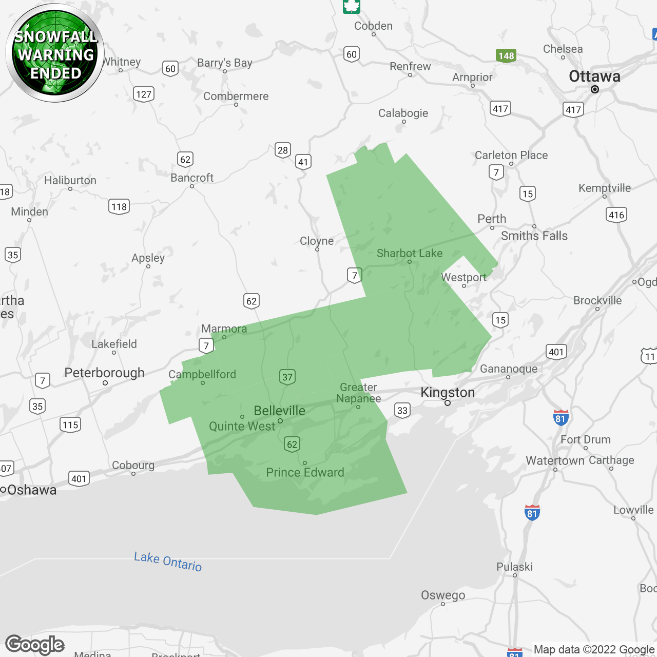 Snowfall Warning Ended