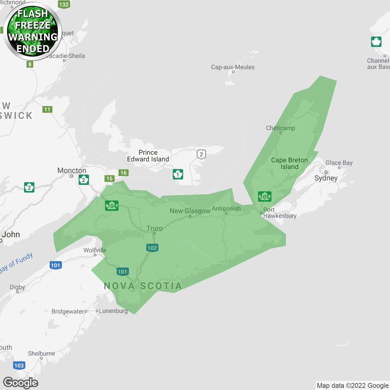 Flash Freeze Warning Ended