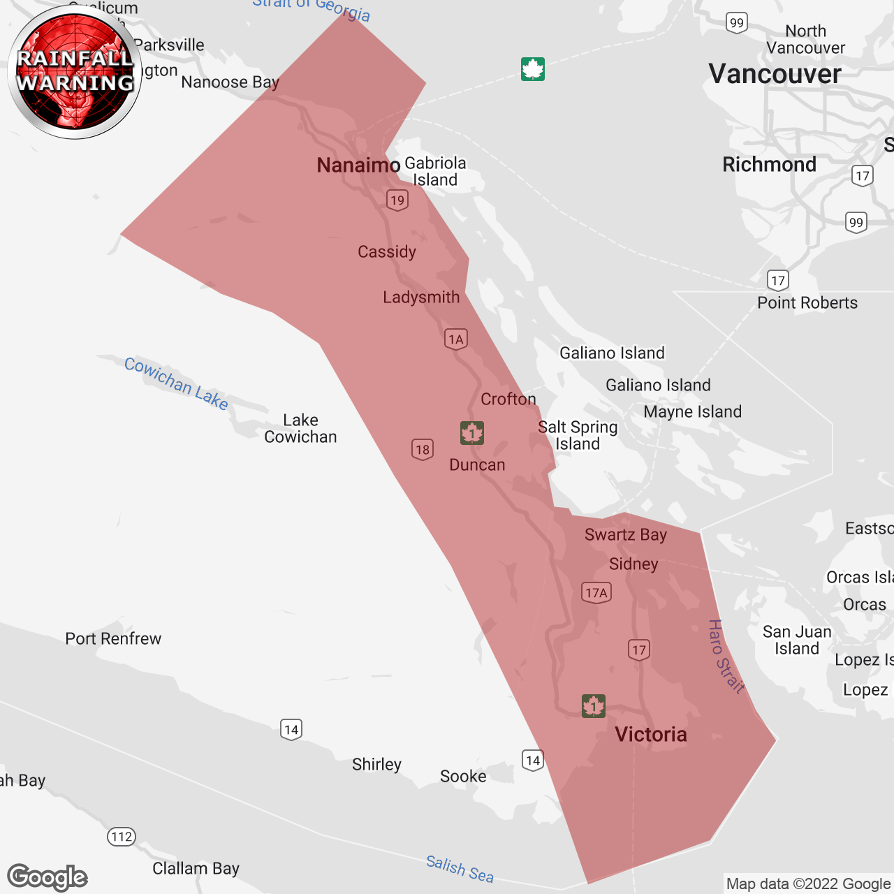 Rainfall Warning Issued