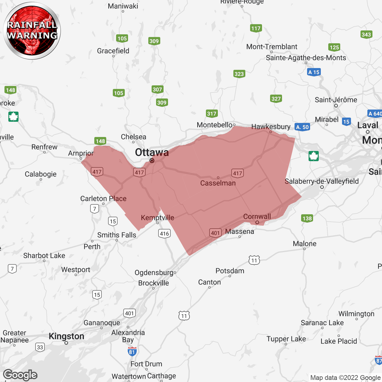 Rainfall Warning Issued