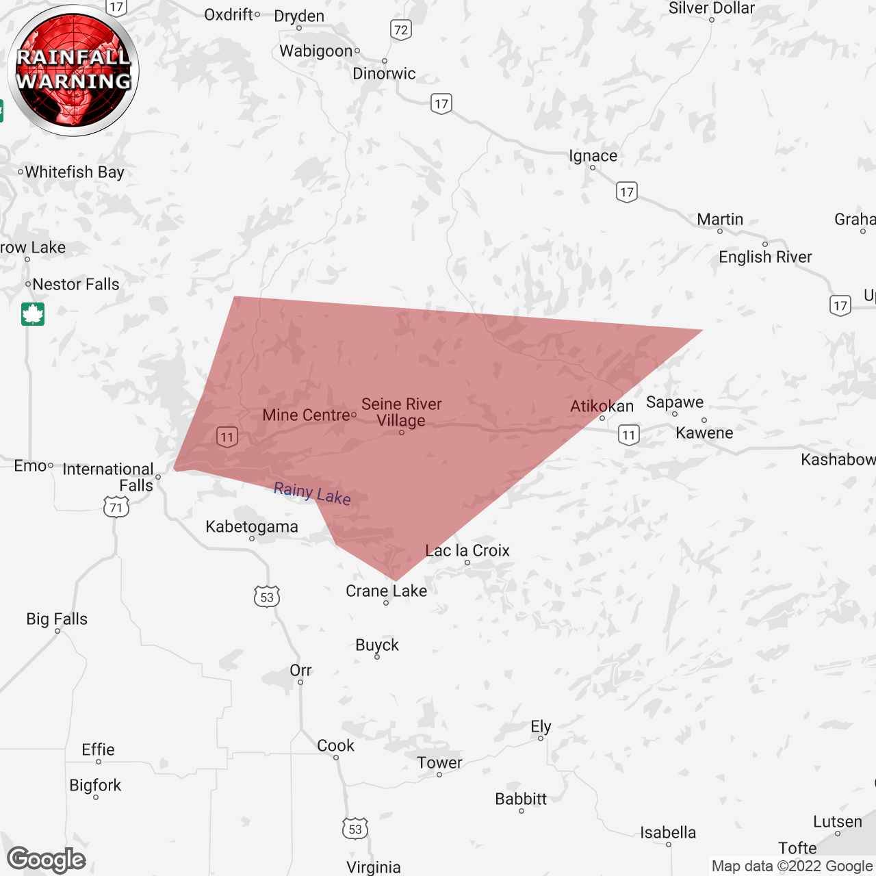 Rainfall Warning Issued