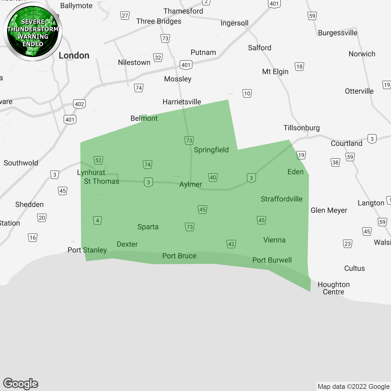 Severe Thunderstorm Warning Ended