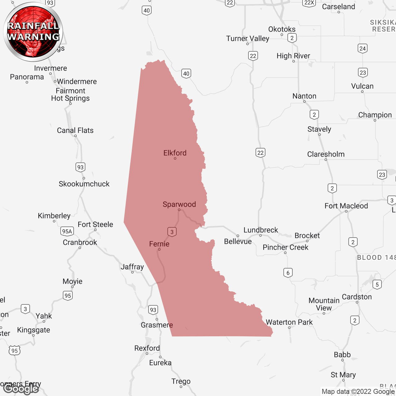 Rainfall Warning Issued