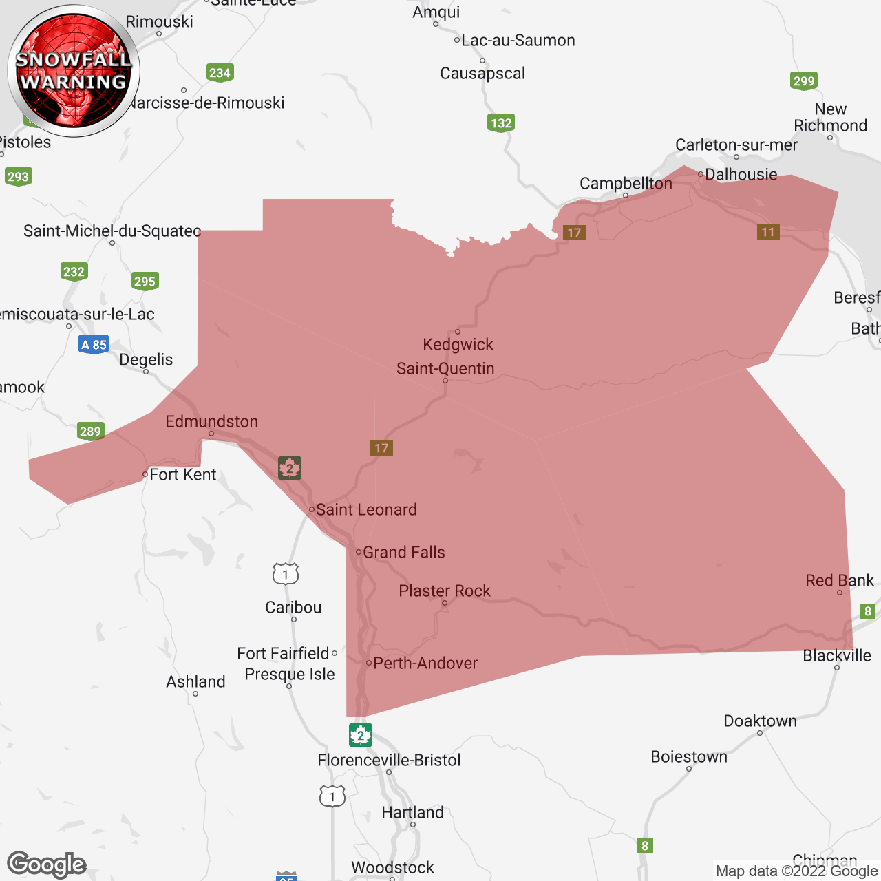 Snowfall Warning Issued