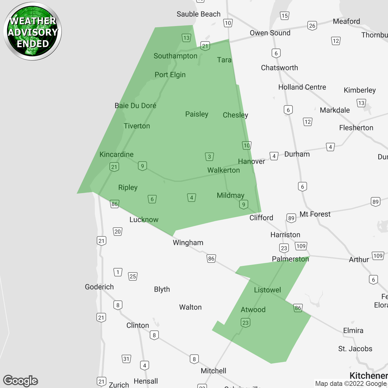 Weather Advisory Ended