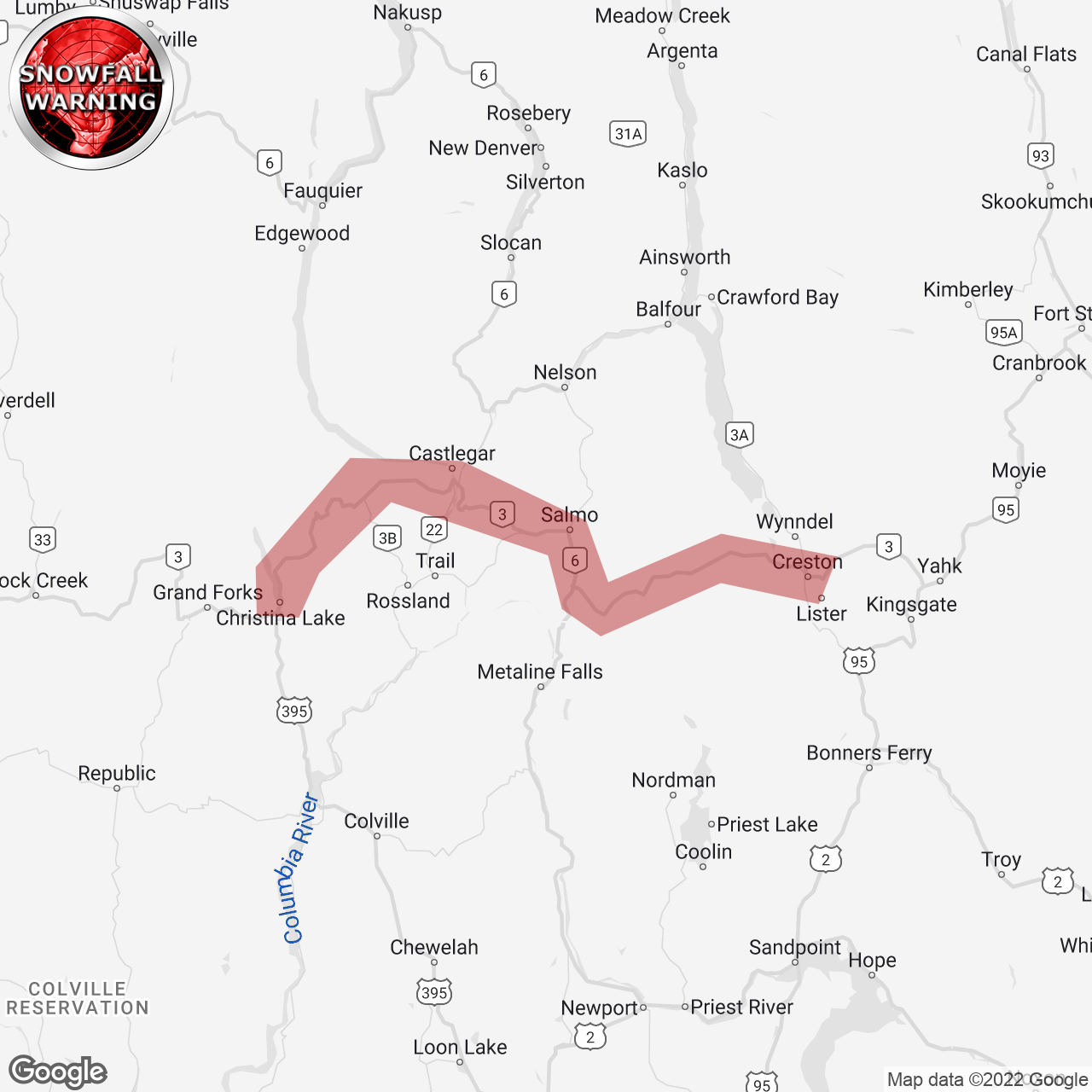 Snowfall Warning Issued