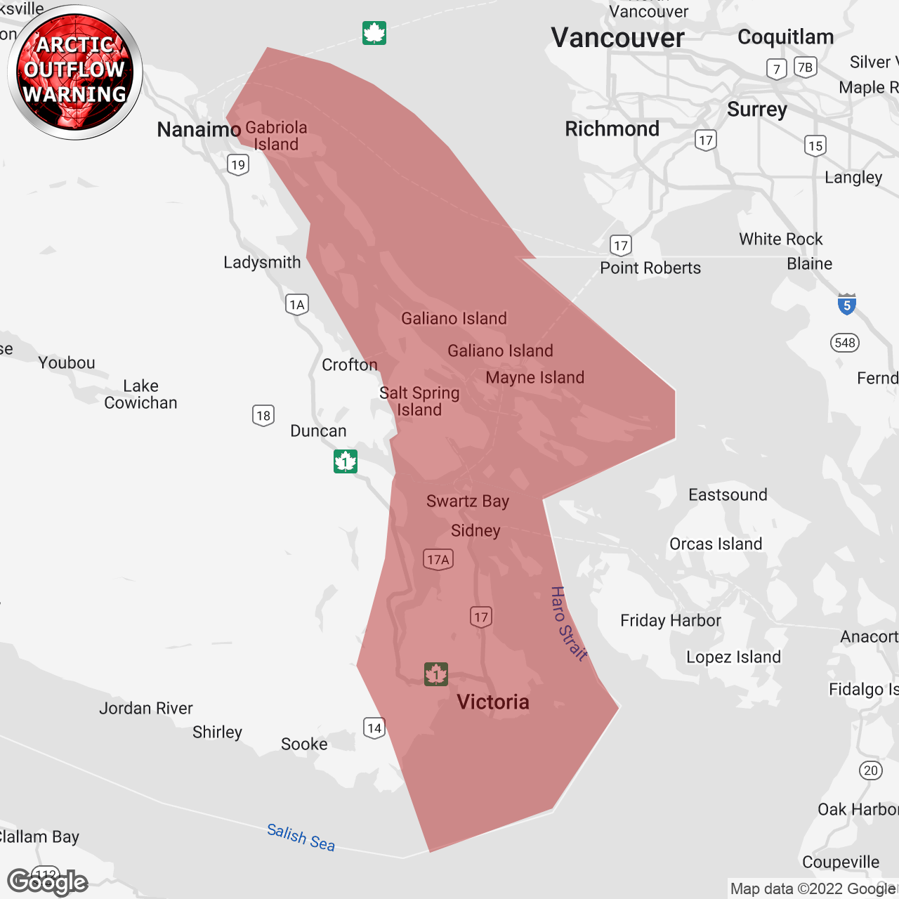 Arctic Outflow Warning Issued