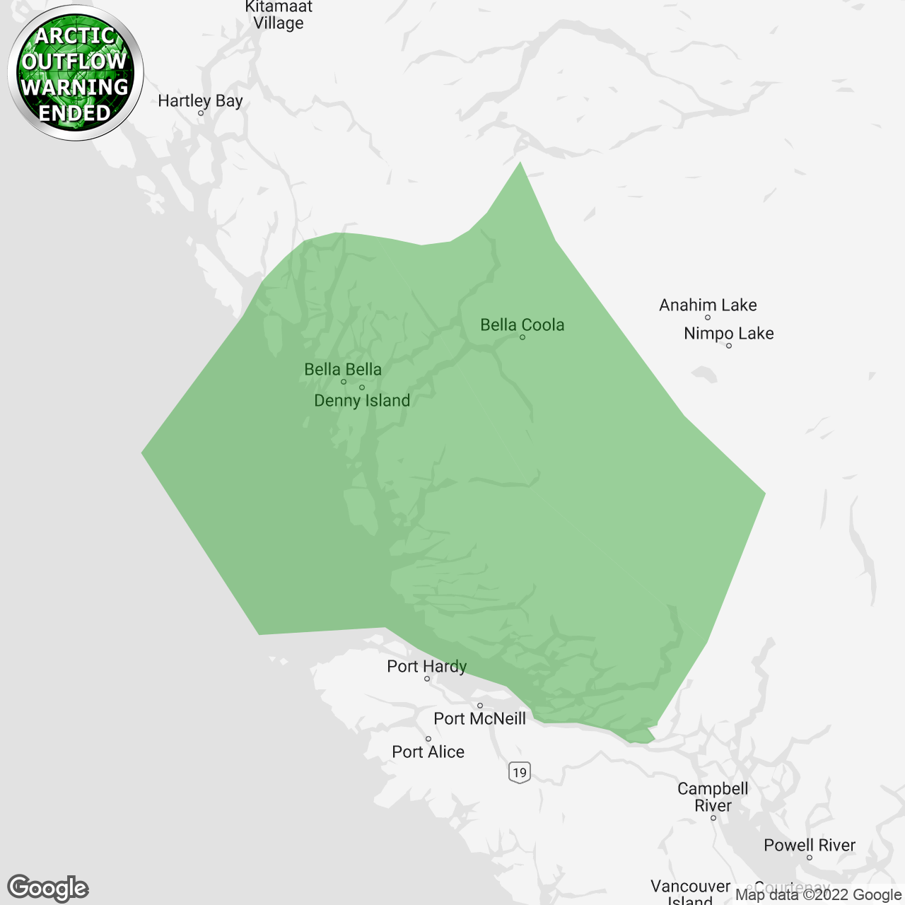 Arctic Outflow Warning Ended