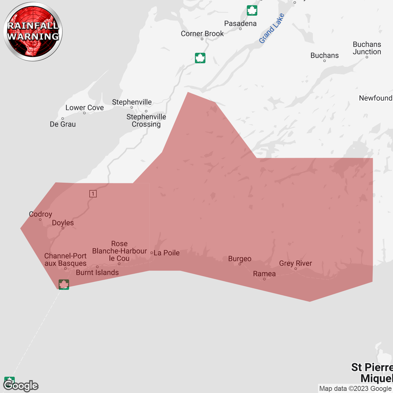 Rainfall Warning Issued