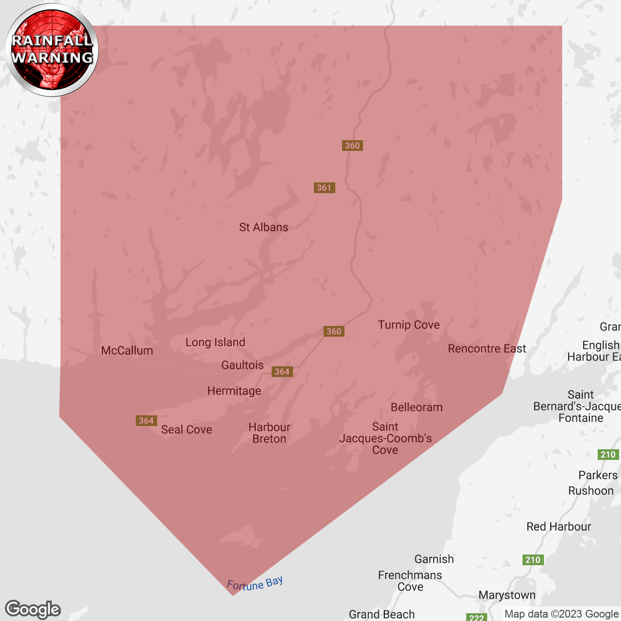 Rainfall Warning Issued