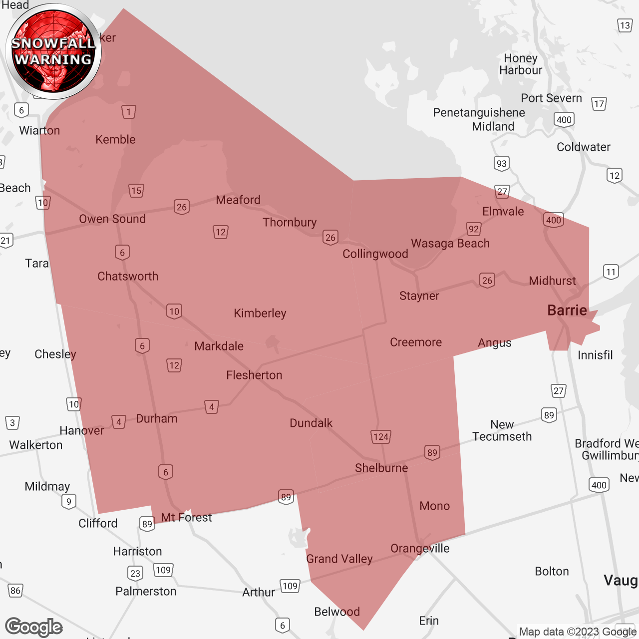 Snowfall Warning Issued