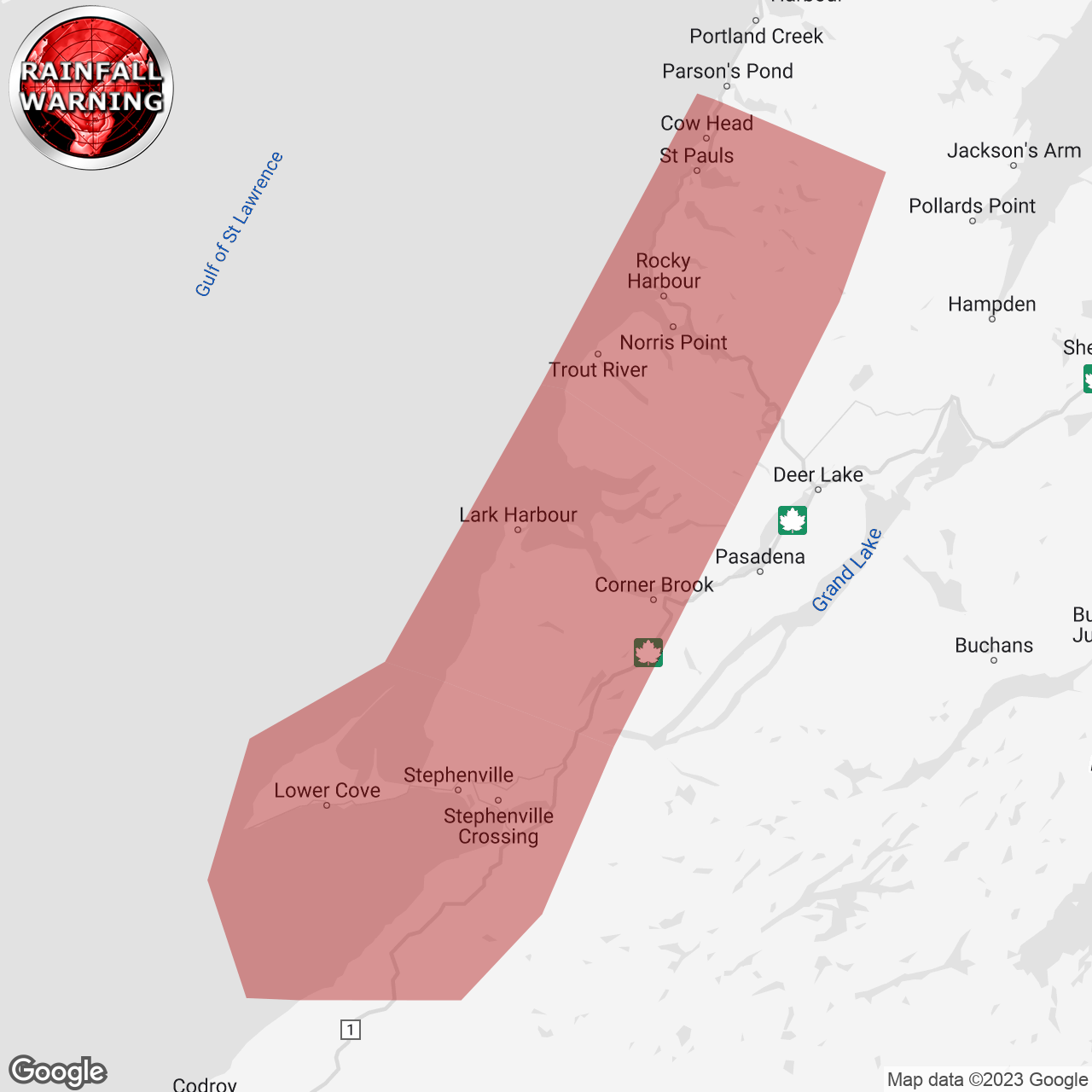 Rainfall Warning Issued