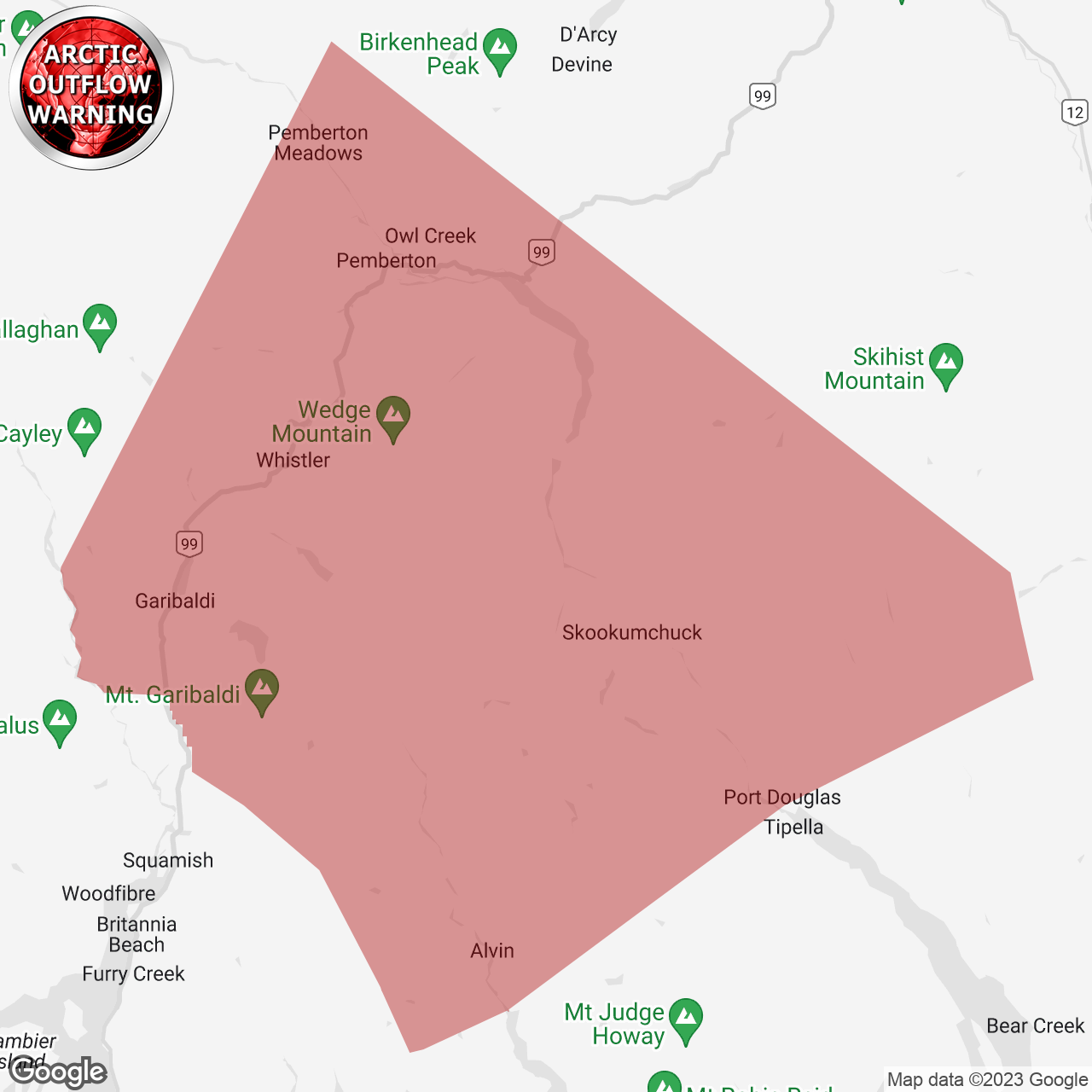 Arctic Outflow Warning Issued