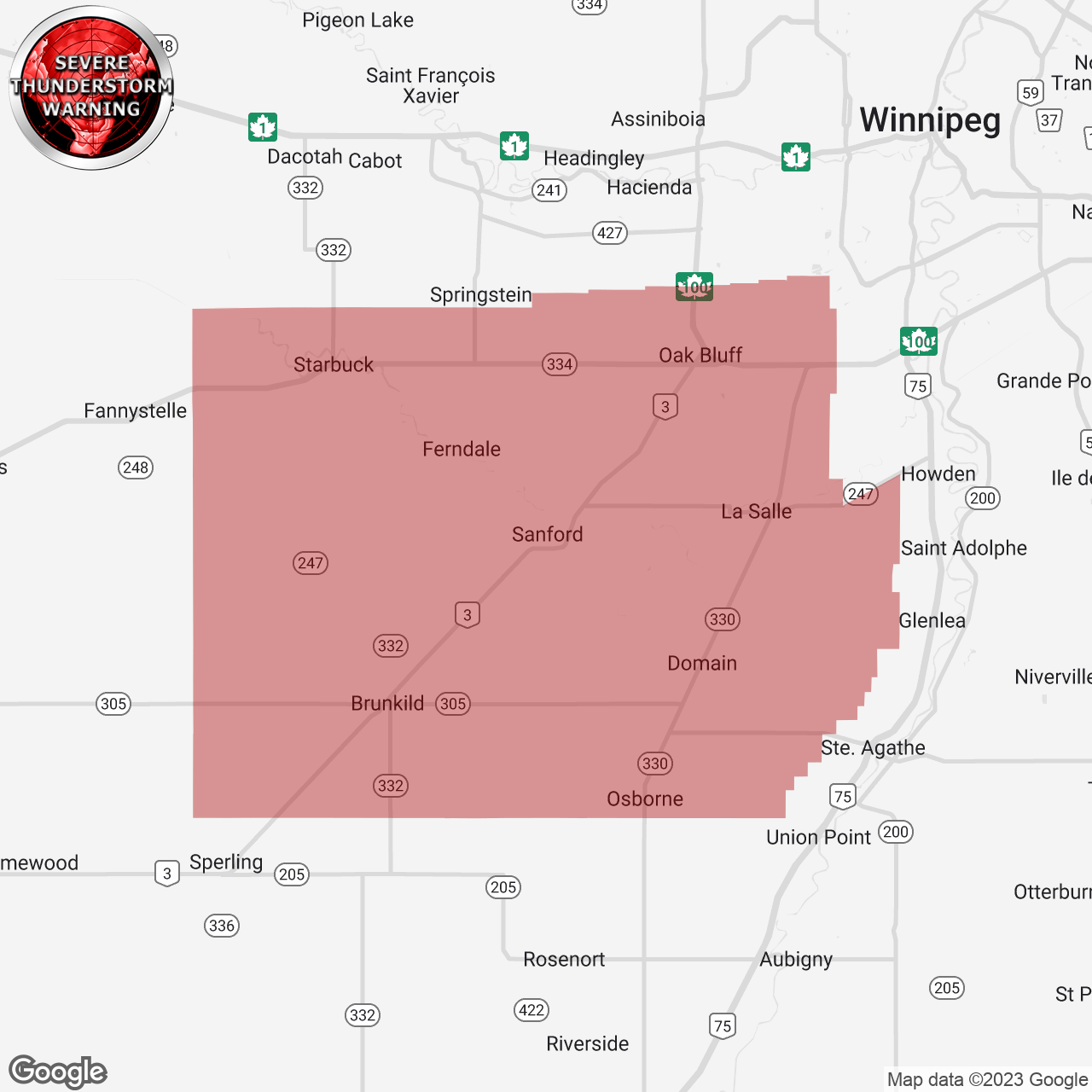Severe Thunderstorm Warning Issued