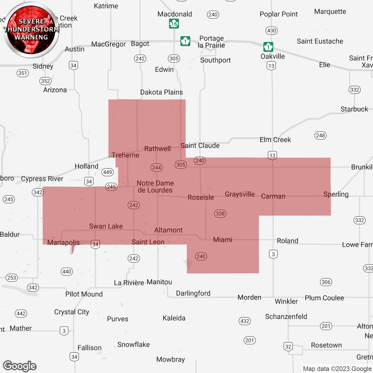 Severe Thunderstorm Warning Issued