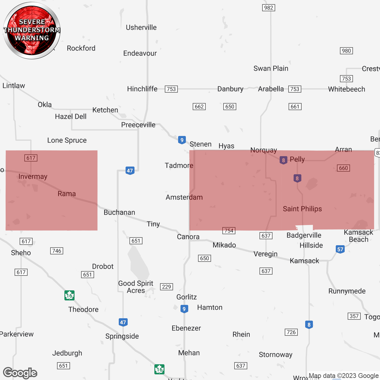 Severe Thunderstorm Warning Issued